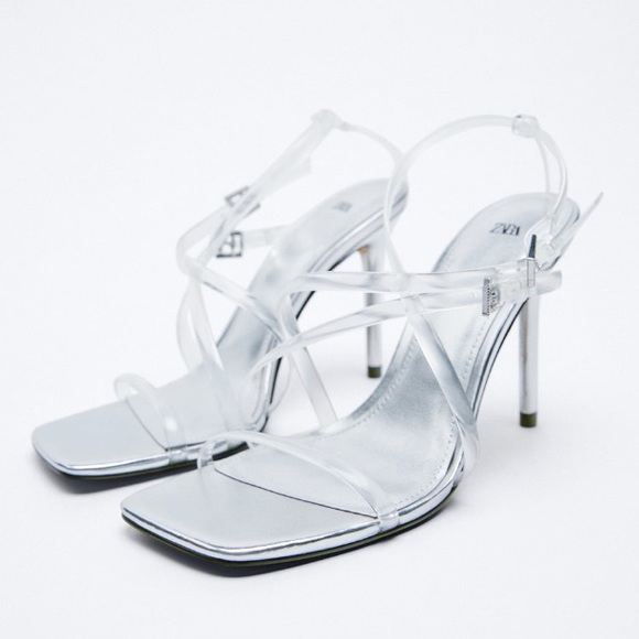 Zara | Shoes | Zara Buckled Vinyl Heeled Sandals Sexy | Poshmark